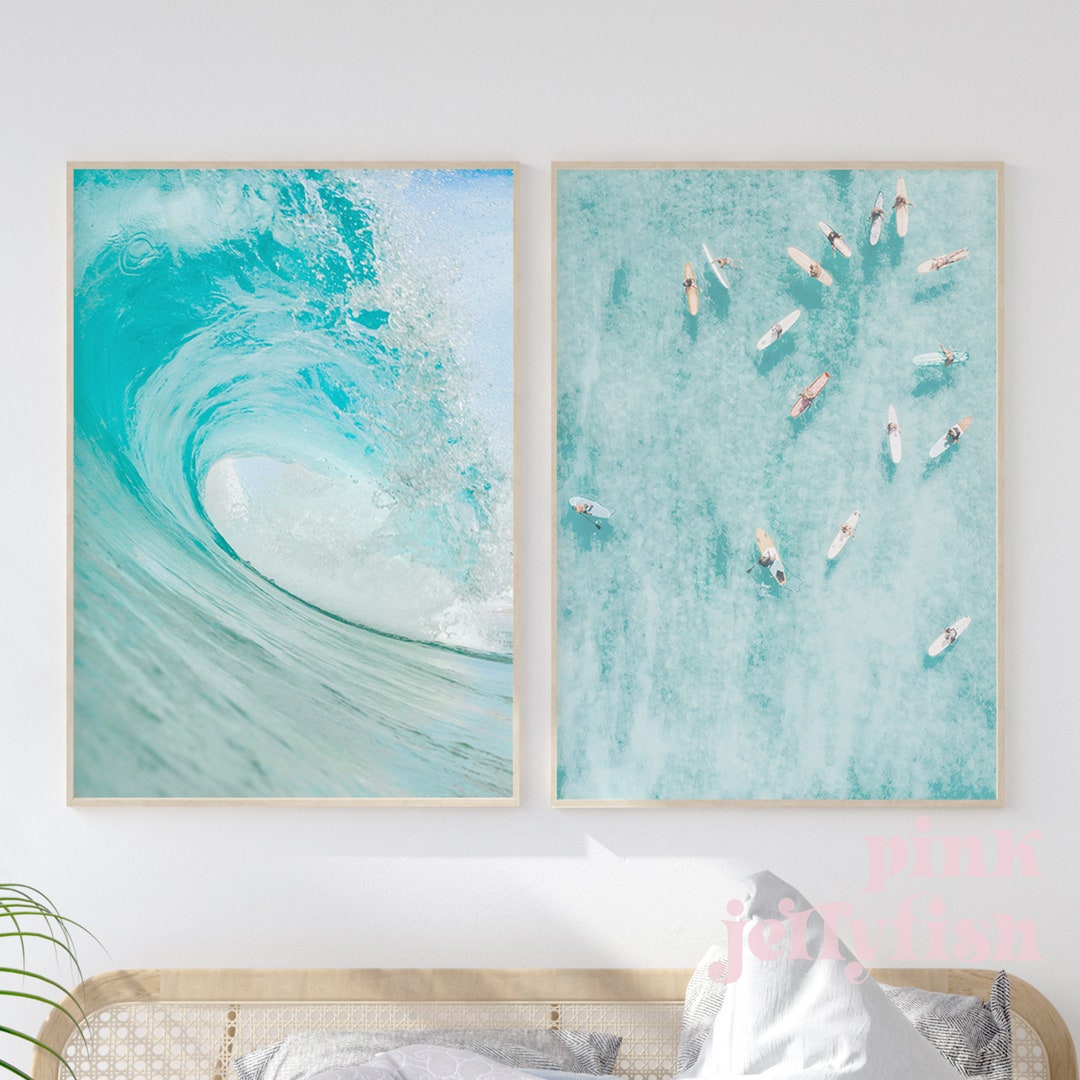 Surf Prints, Set of 2, Aerial Beach Wall Art, Wave Print, Printable ...