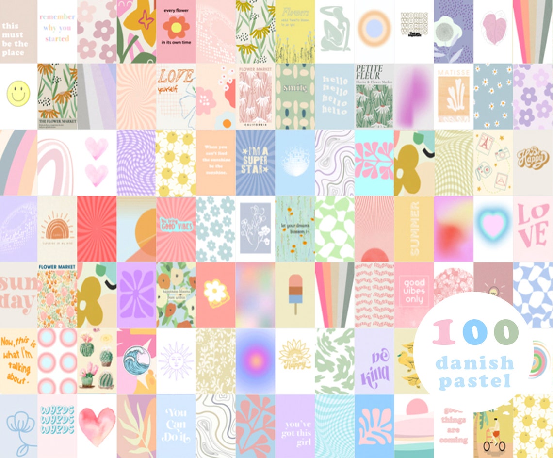 Danish Pastel Collage Kit Aesthetic 100 Digital Download | Etsy