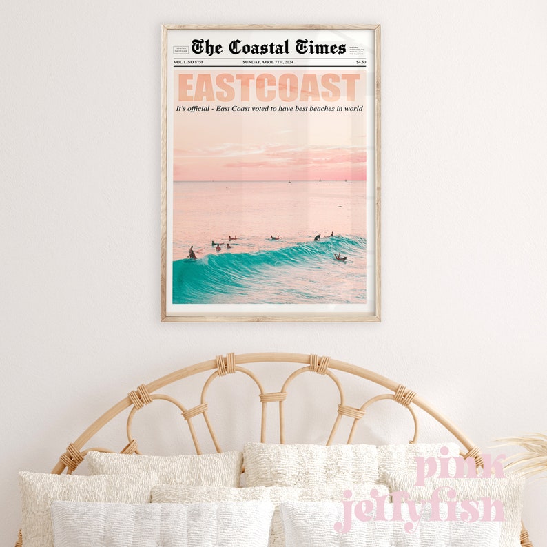 Newspaper Print Poster Surf Beachy Wall Art Eastcoast, New York News ...