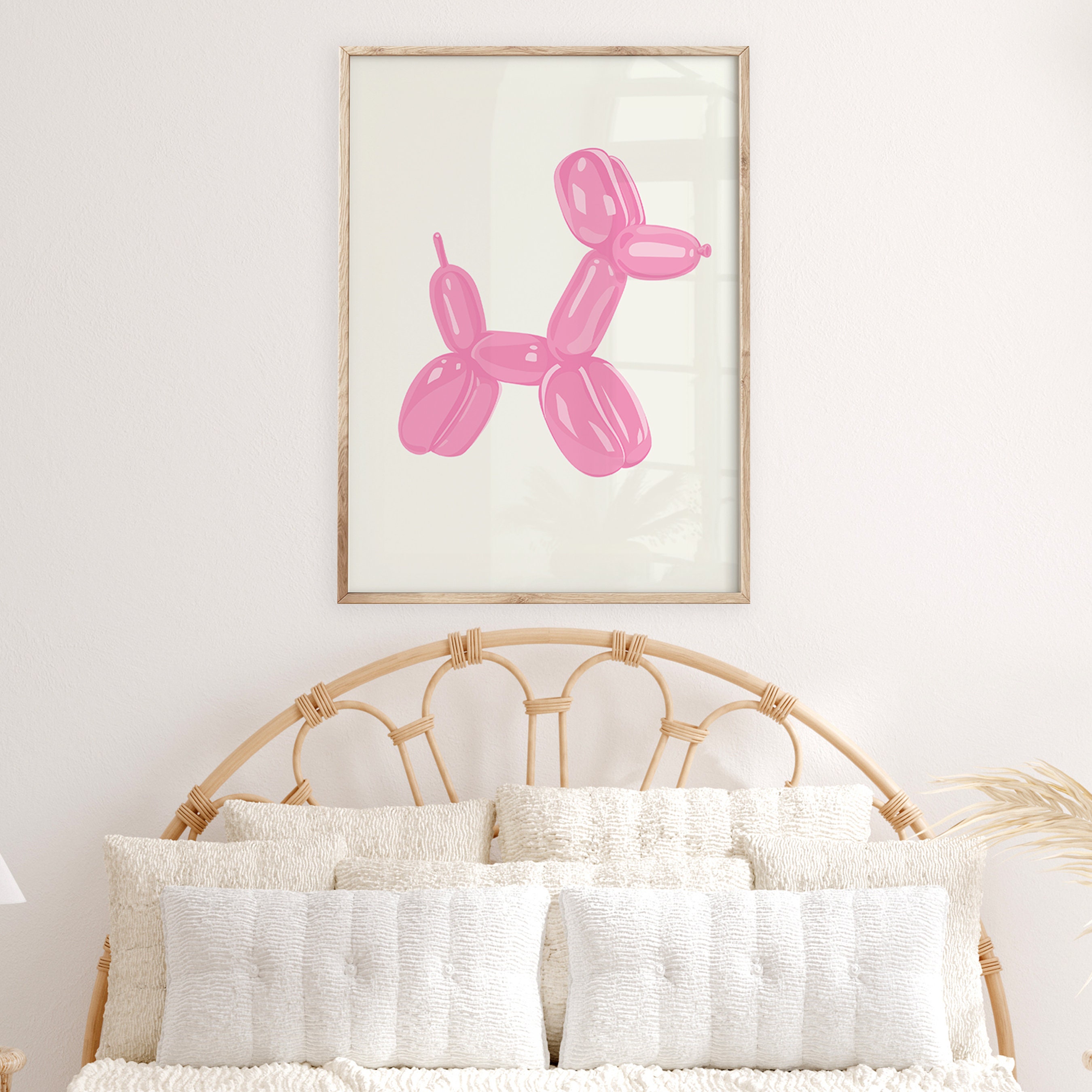 Pink Balloon Dog Print Printable Wall Art Preppy Pink - Etsy