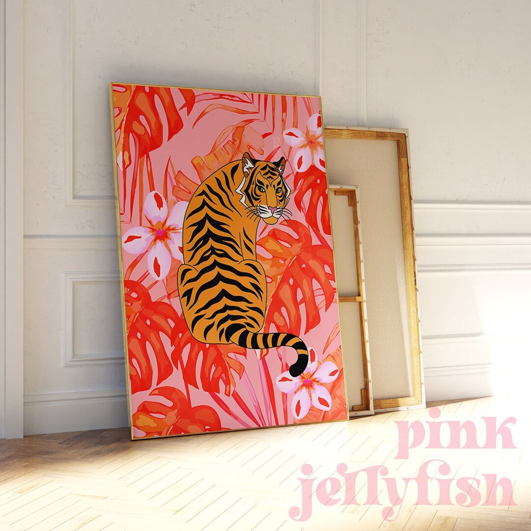 Tiger Print, in Jungle Printable Wall Art, Maximalist Wall Art, Bright ...
