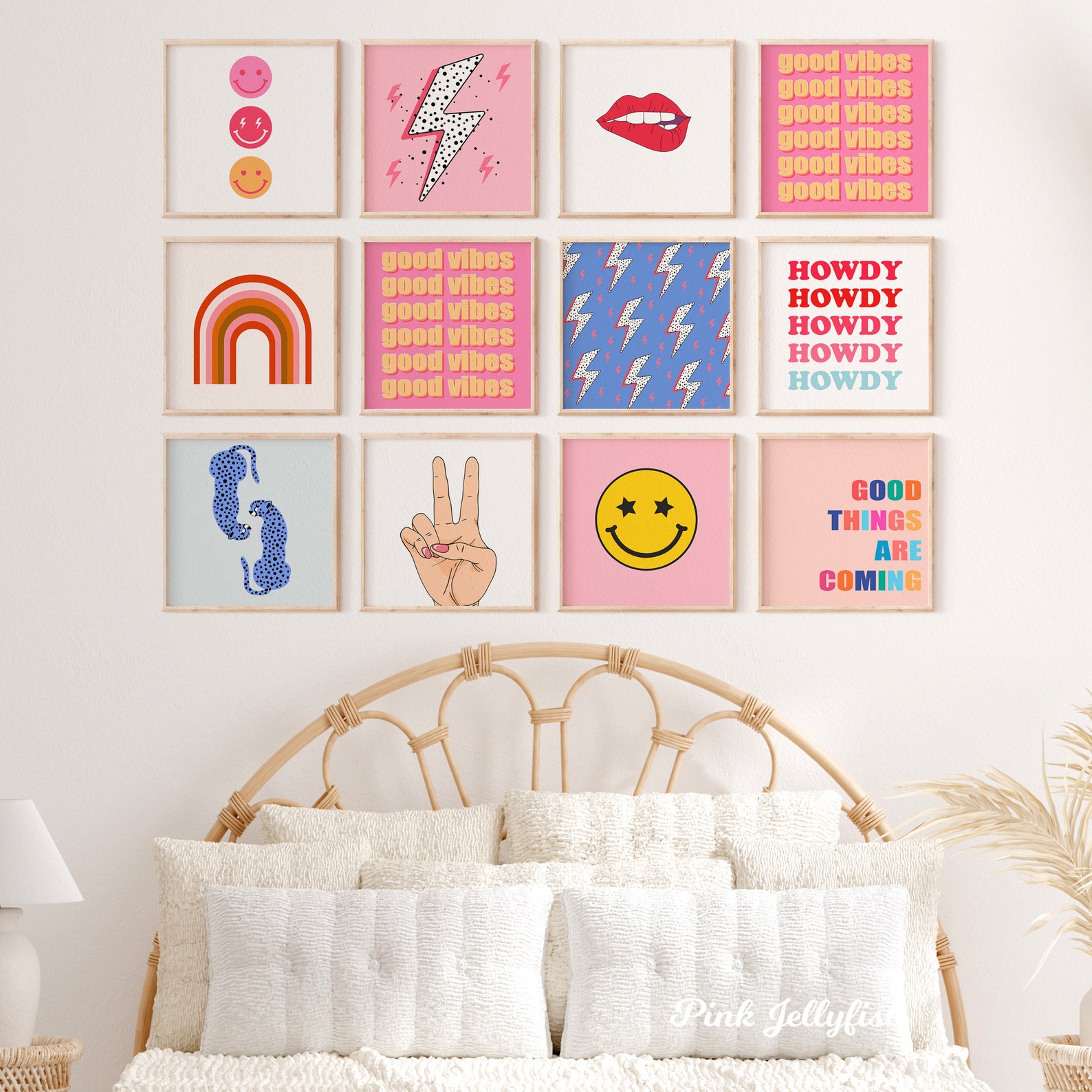 Preppy Wall Decor Set of 12 Square Digital Prints Apartment - Etsy