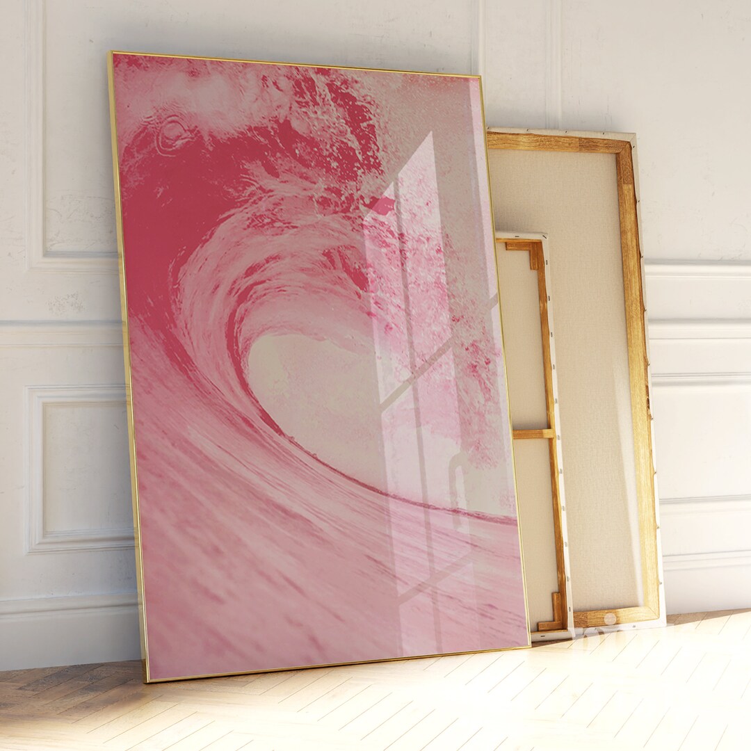 Pink Wave Print, Trendy Beach Wall Art, Aesthetic, Ocean, Digital ...