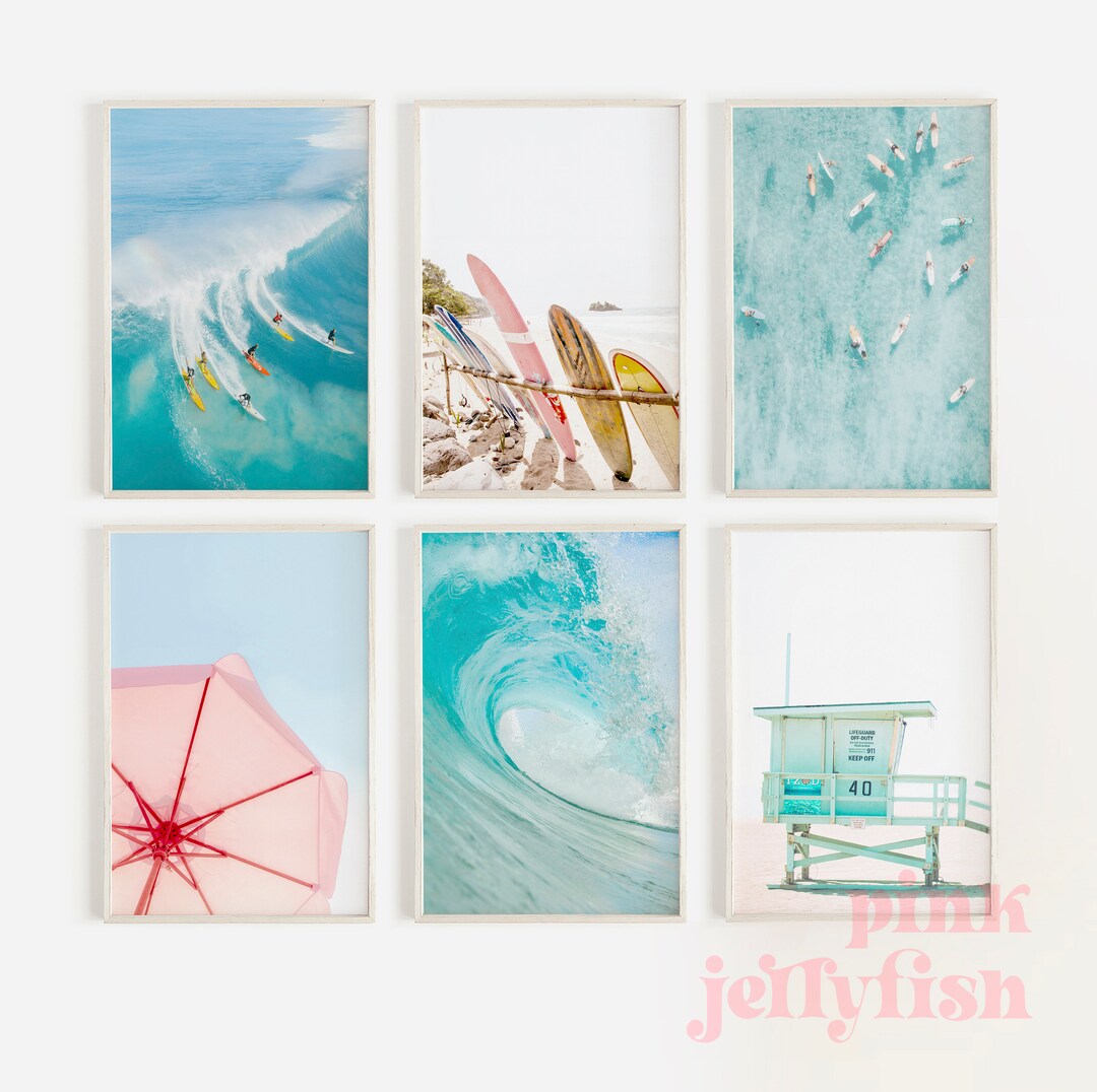 Gallery Beach Prints, Set of 6 Digital Prints, Teen Girl Room Decor ...