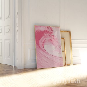 Pink Wave Print, Trendy Beach Wall Art, Aesthetic, Ocean, Digital ...