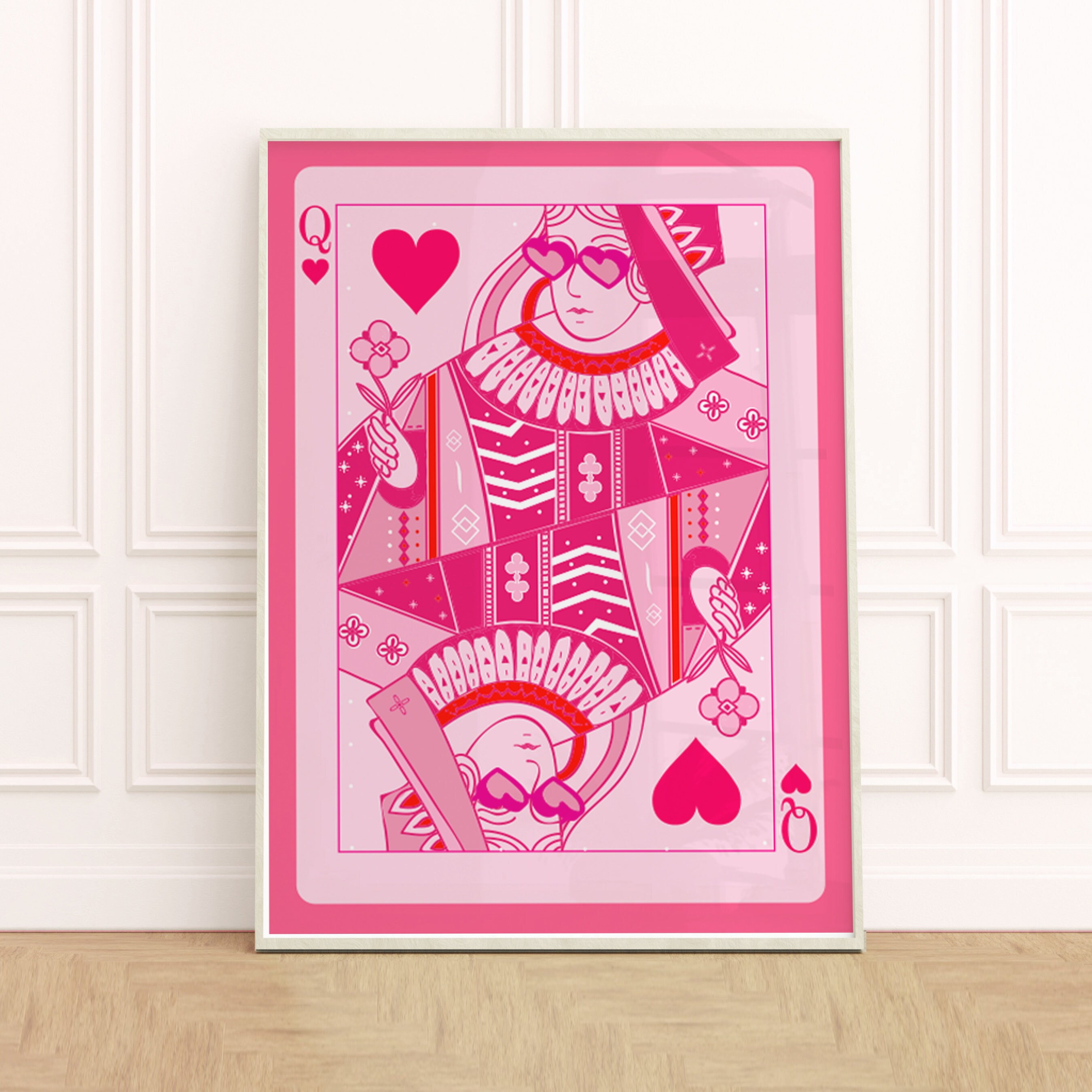 Queen of Hearts Playing Card Poster Printable Wall Art - Etsy