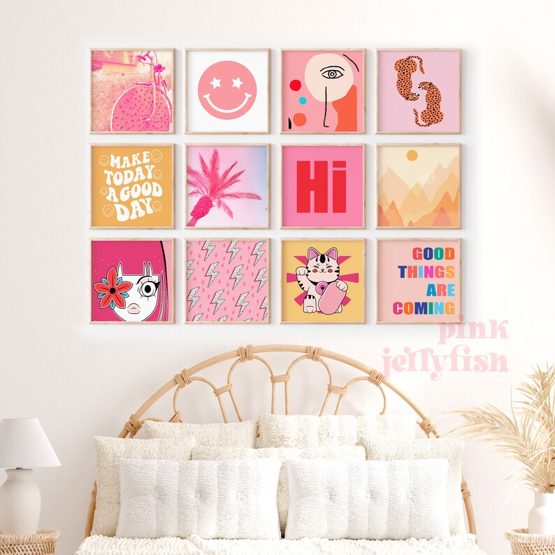 Pink Preppy Wall Art Set of 12 Preppy Room Decor Dorm Room - Etsy