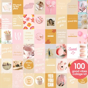 Coquette Collage Kit, Digital Prints, Pink and Orange Pastel Wall ...