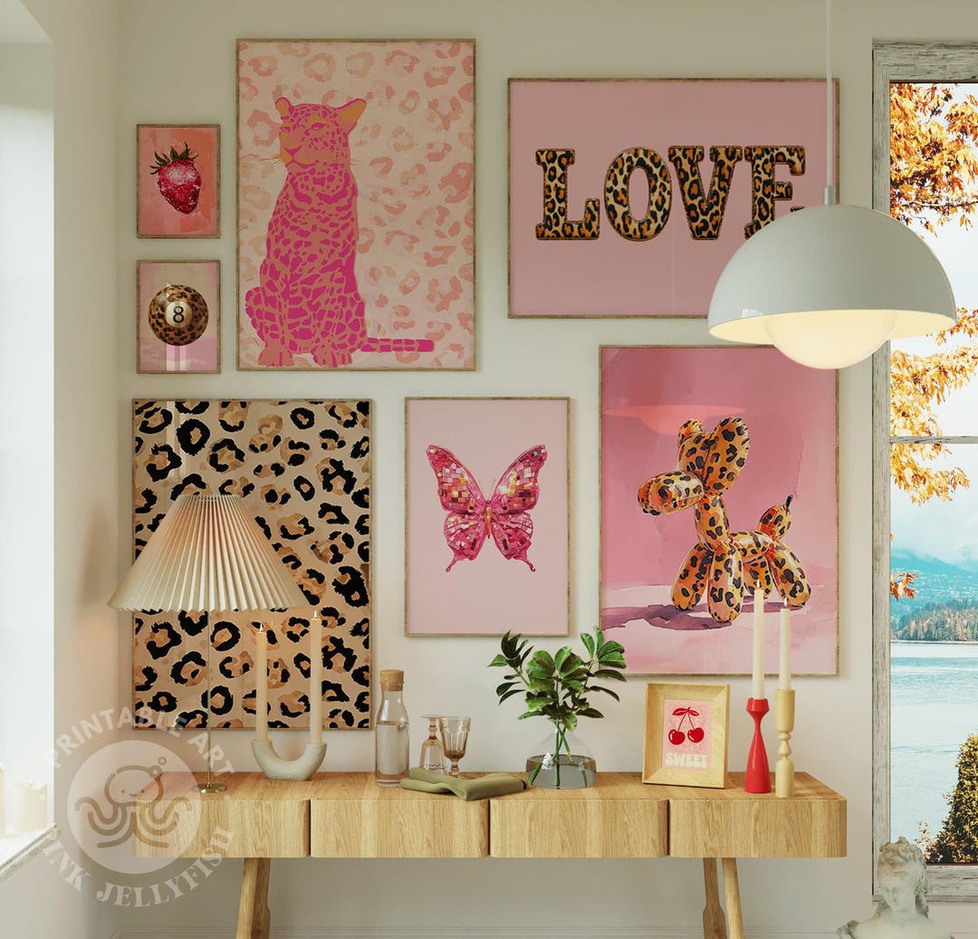 Leopard Prints Set of 8, Preppy Wall Art, Digital Download, Gallery ...