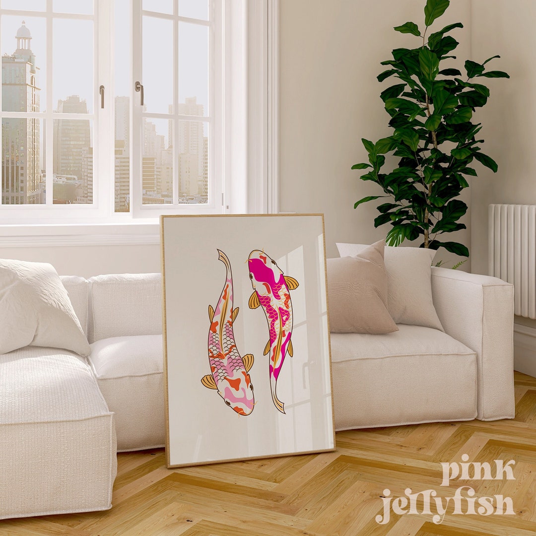 Colorful Koi Fish Print, Trendy Printable Wall Art, Dorm Room Decor ...