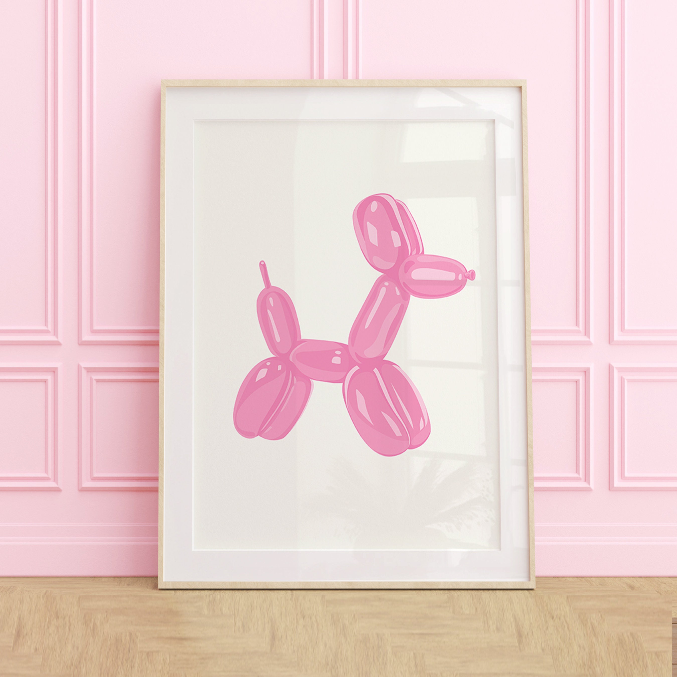 Pink Balloon Dog Print Printable Wall Art Preppy Pink - Etsy