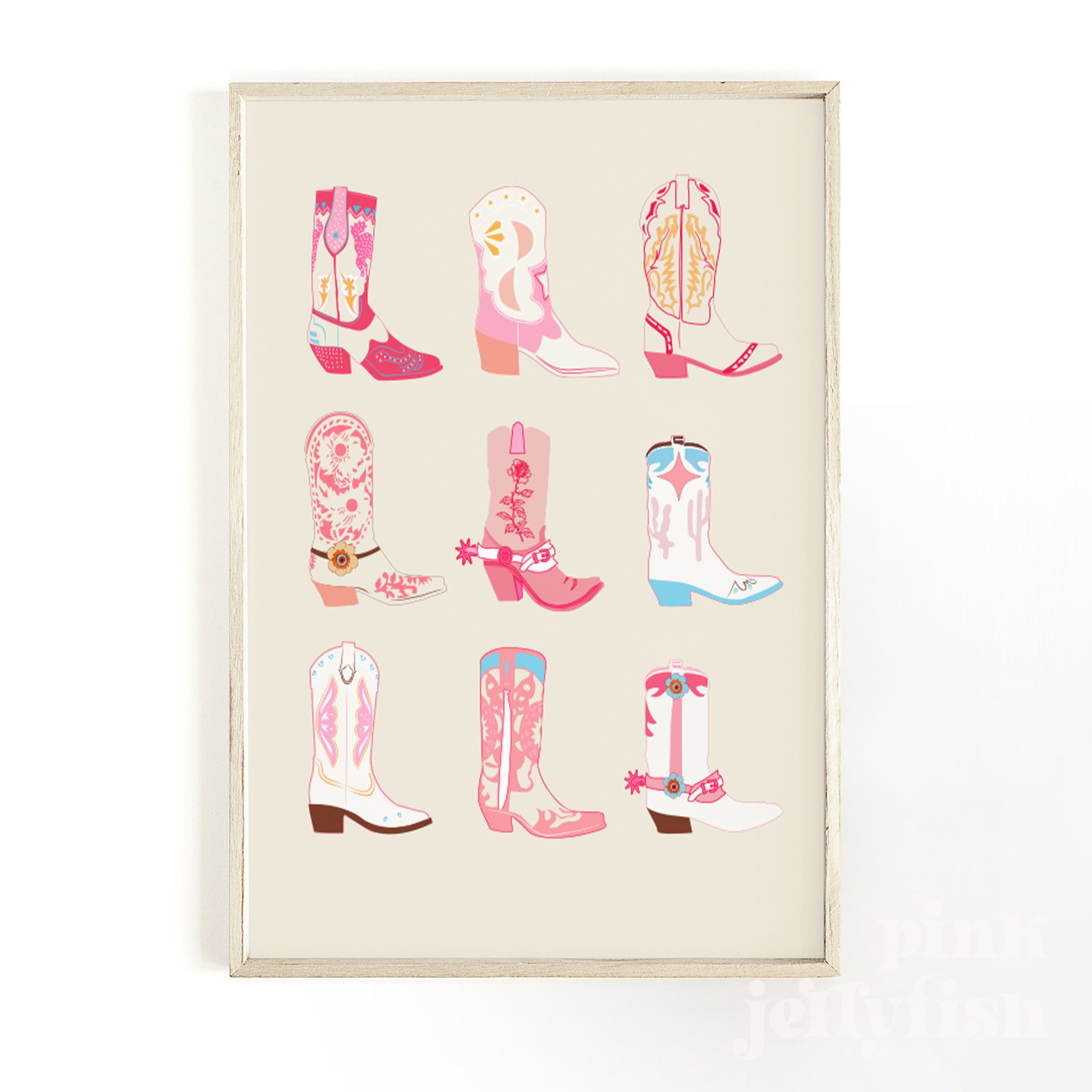 Rosa Preppy-Cowgirl-Drucke-Set mit 14 druckbaren Kunstwerken ...