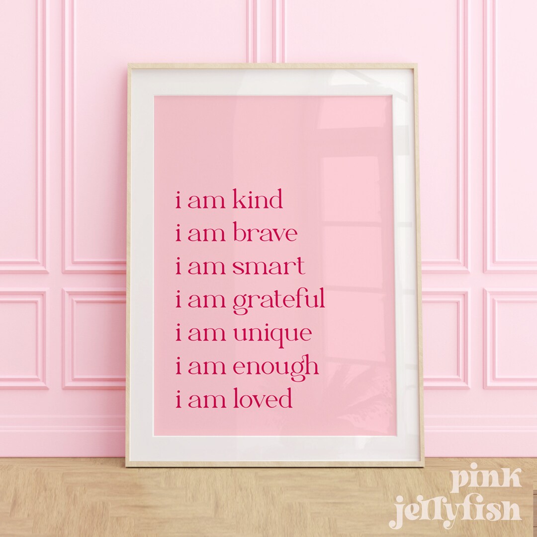 I Am Girls Affirmation Print, Aura Print, Positive Wall Art for Girls ...