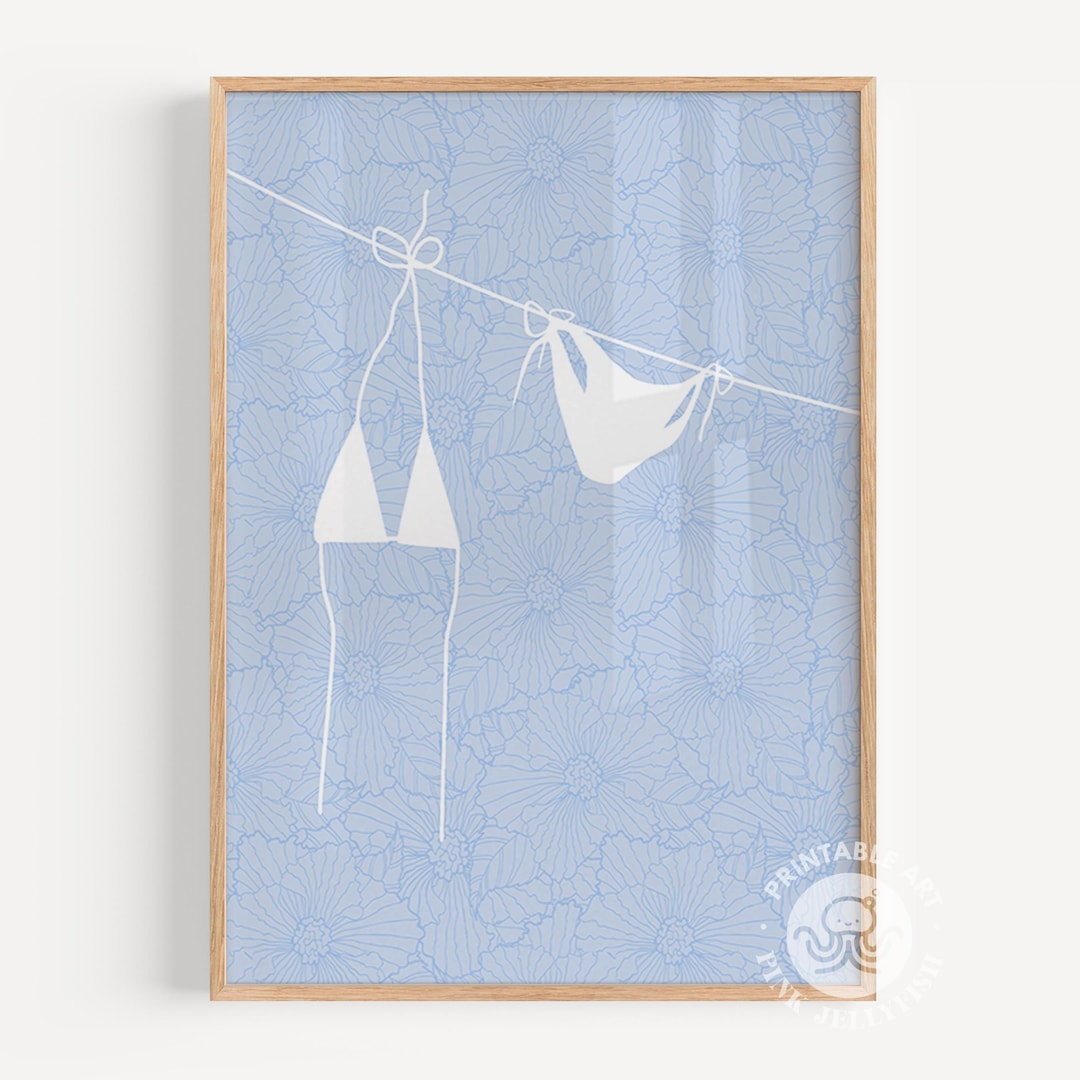 Bikini Wall Art, Hanging Clothes Line Print, Beach, Coastal Cowgirl ...