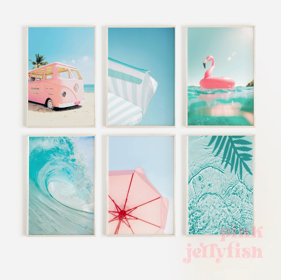Set of 6 Surf Prints, Beach Surf Posters, Coastal Digital Prints ...