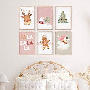 Christmas Prints Set of 15 Printable Wall Art, Cute Pink Christmas ...