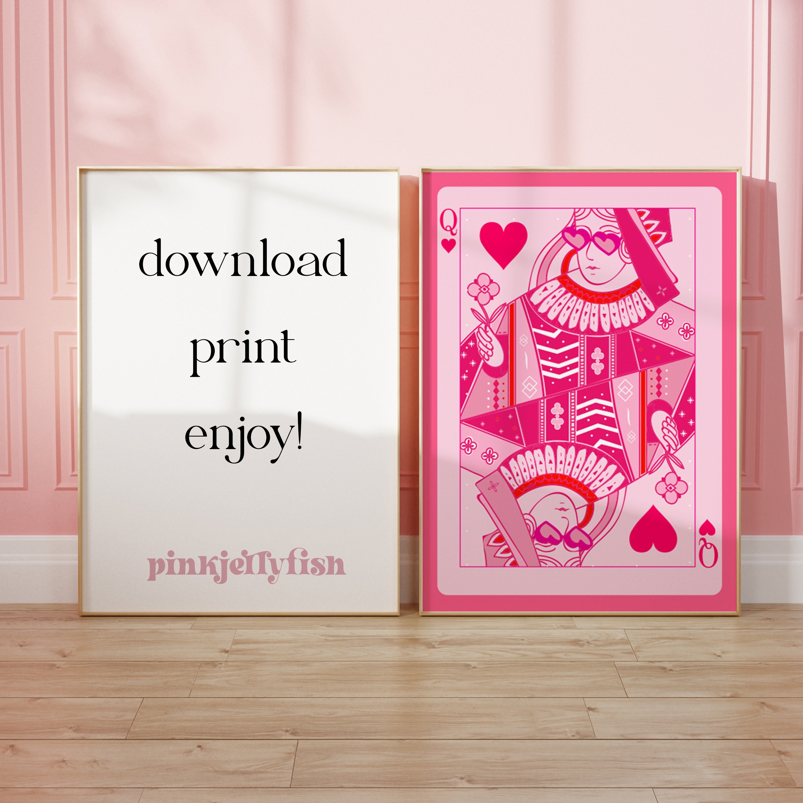 Queen of Hearts Playing Card Poster Printable Wall Art - Etsy