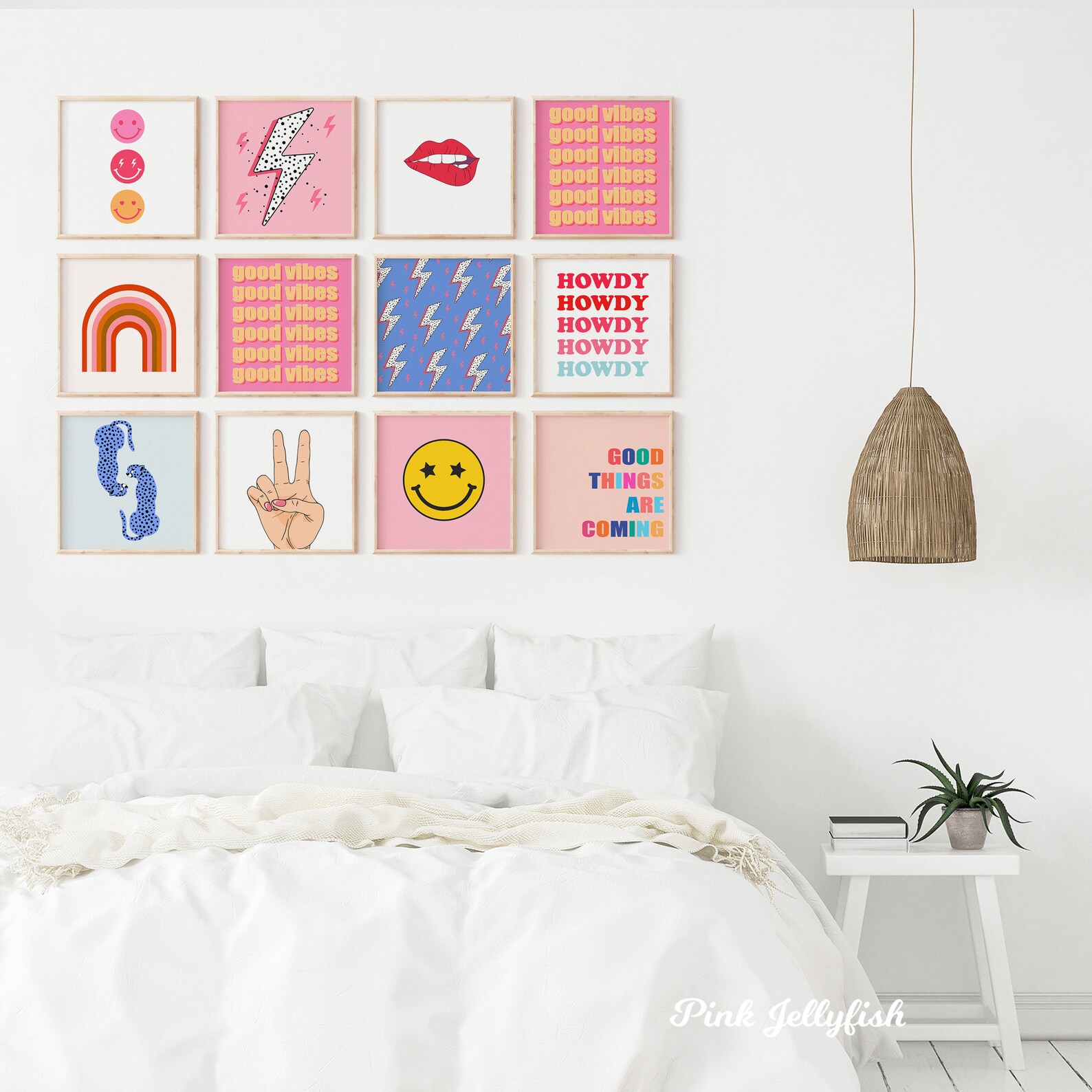 Preppy Wall Decor Set of 12 Square Digital Prints Apartment - Etsy