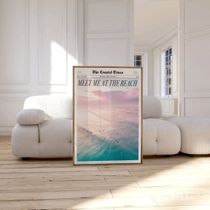 Beach Newspaper Print, Meet Me at the Beach, Aerial Beach, Vintage Surf ...