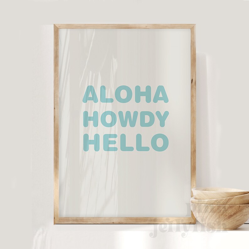 Aloha Howdy Hello Coastal Cowgirl Wall Art, Printable Wall Art, Surf ...