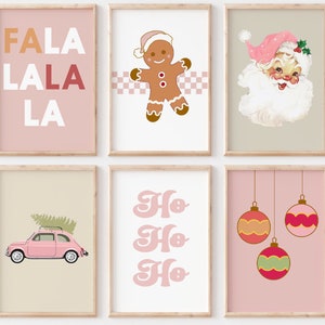 Christmas Prints Set of 15 Printable Wall Art, Cute Pink Christmas ...