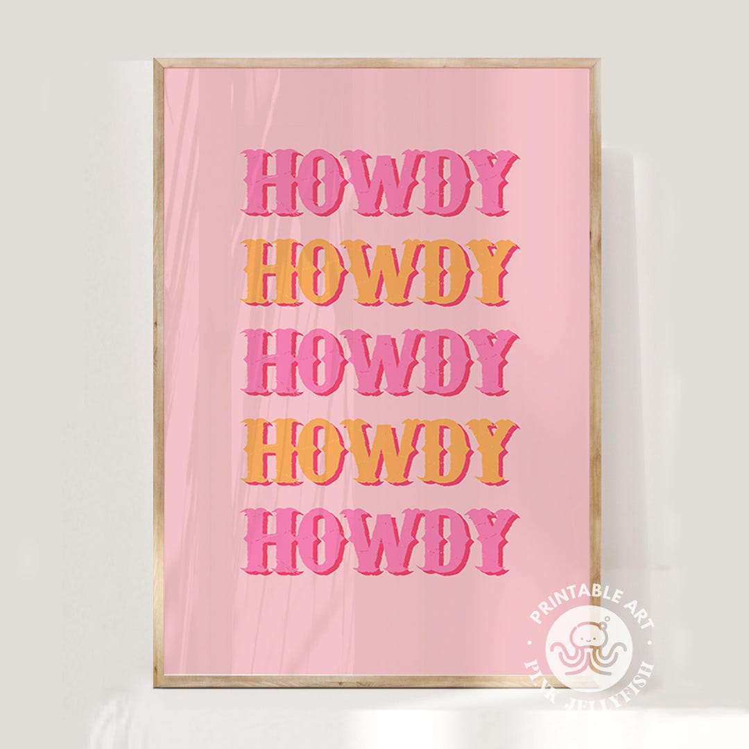 Pink Howdy Print, Teen Cowgirl Bedroom Decor, Preppy Dorm Room, Western ...