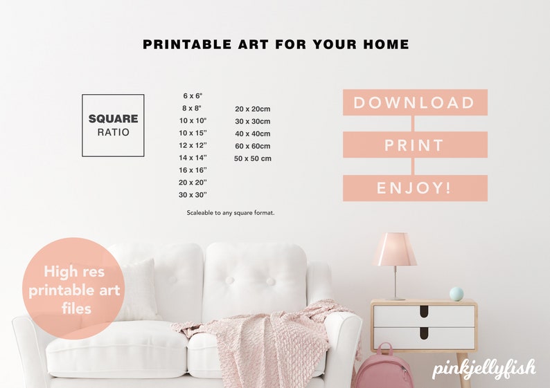Preppy Wall Decor Set of 12 Square Digital Prints Apartment - Etsy