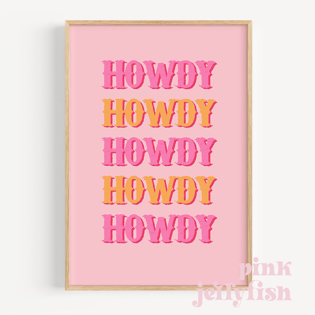 Pink Howdy Print, Teen Cowgirl Bedroom Decor, Preppy Dorm Room, Western ...