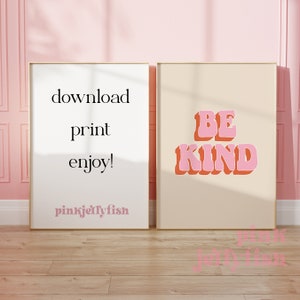 Be Kind Print, Printable Wall Art, Trendy 70s, 80s Wall Art, Teen Girl ...
