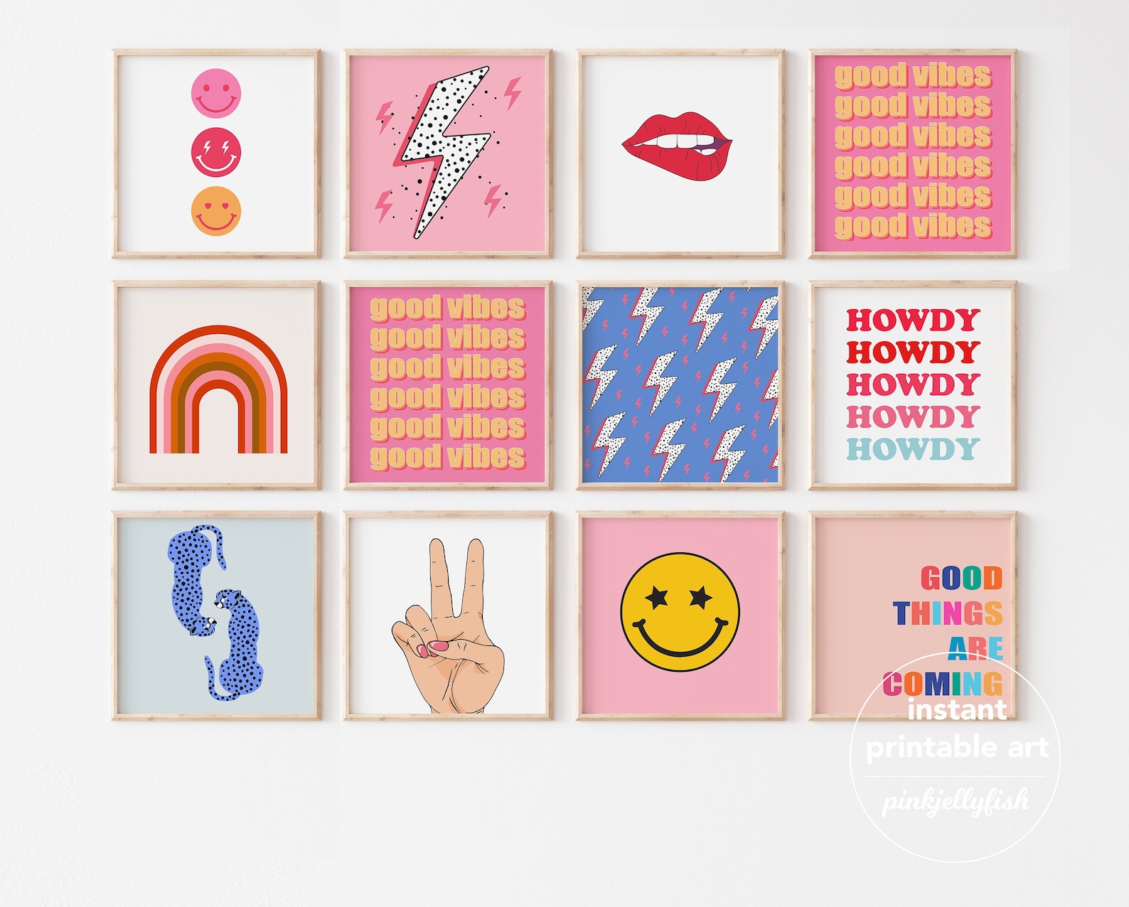 Preppy Wall Decor Set of 12 Square Digital Prints Apartment - Etsy