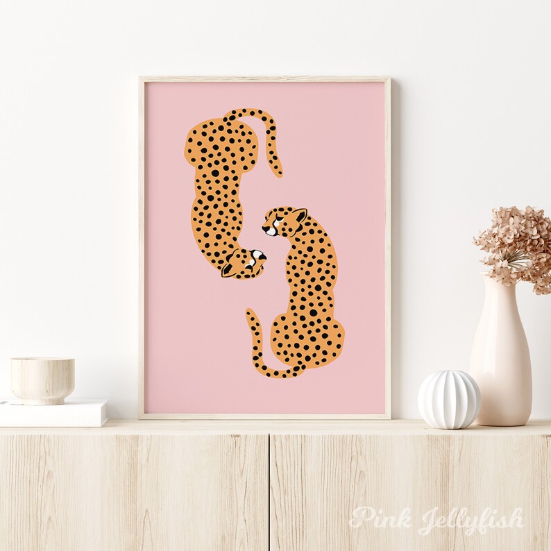 Preppy Wall Decor Leopard Pink Bedroom Decor Teens Apartment - Etsy
