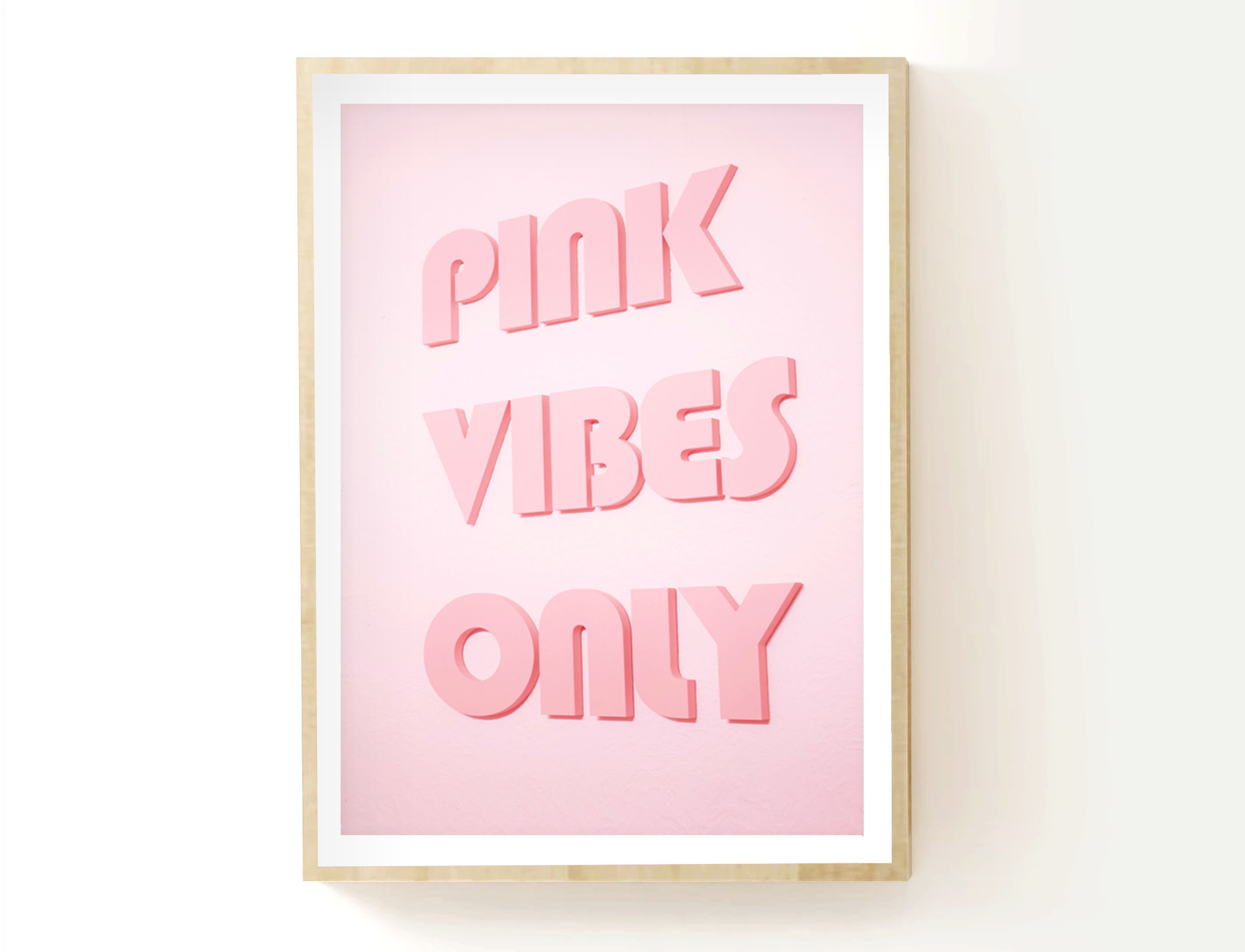 Pink vibes only inspirational wall art quote print teen | Etsy