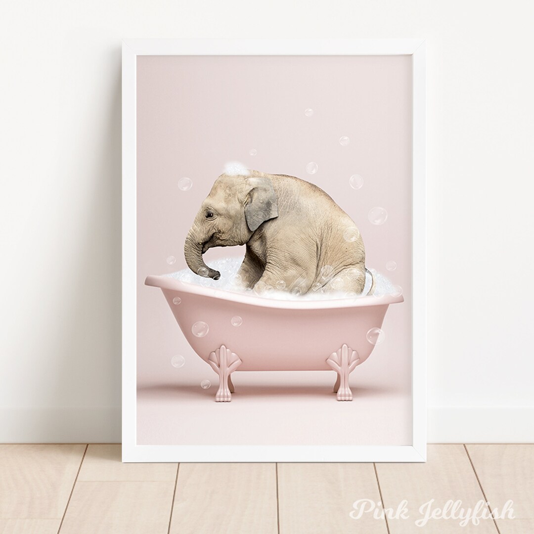 Baby Elefant Baby Elefant, Baby Elefant, Tier in der Badewanne pink ...