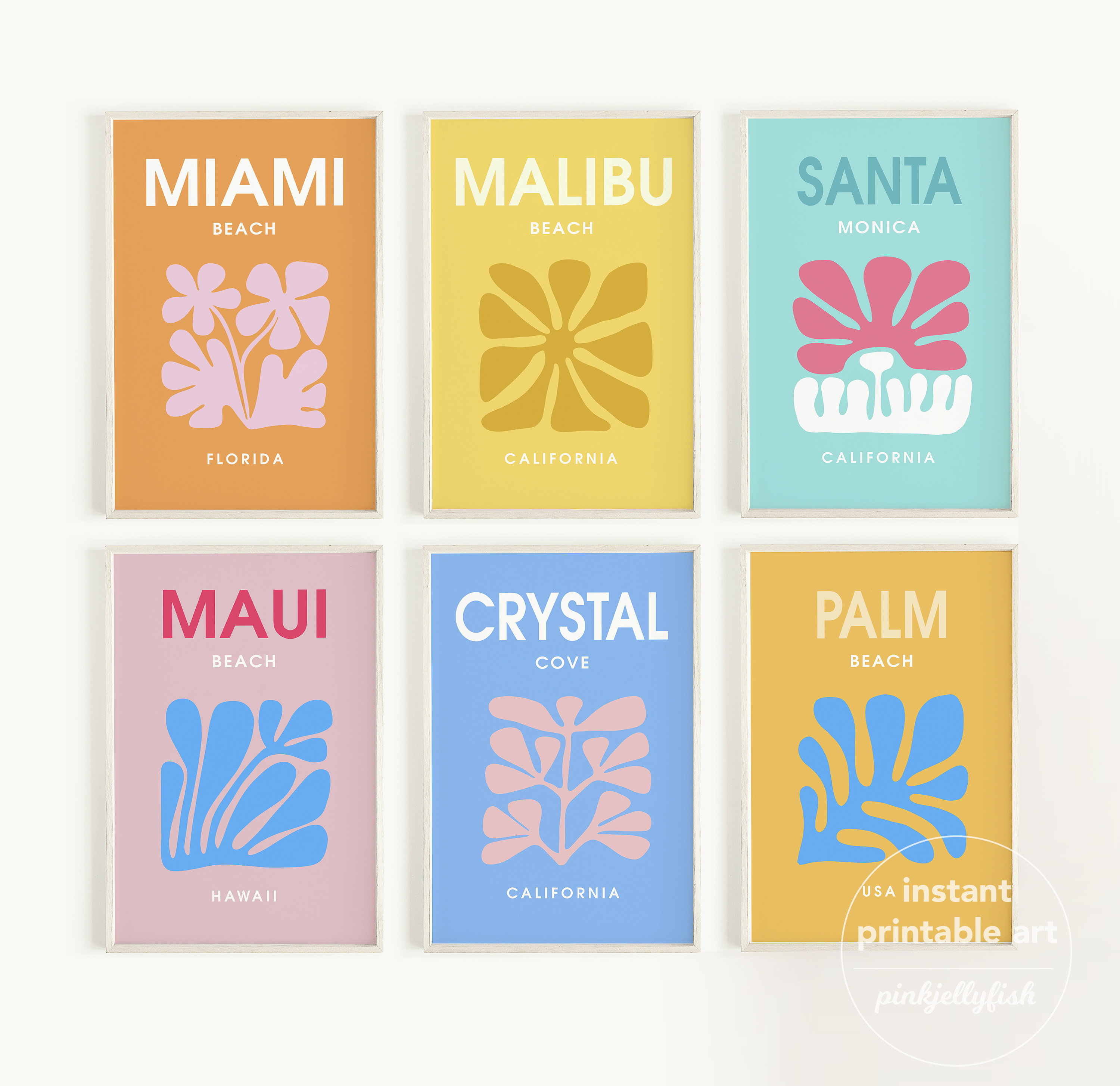 Prints Neon Color Print Preppy Wall Art Set of 2 Art for Girls Preppy ...