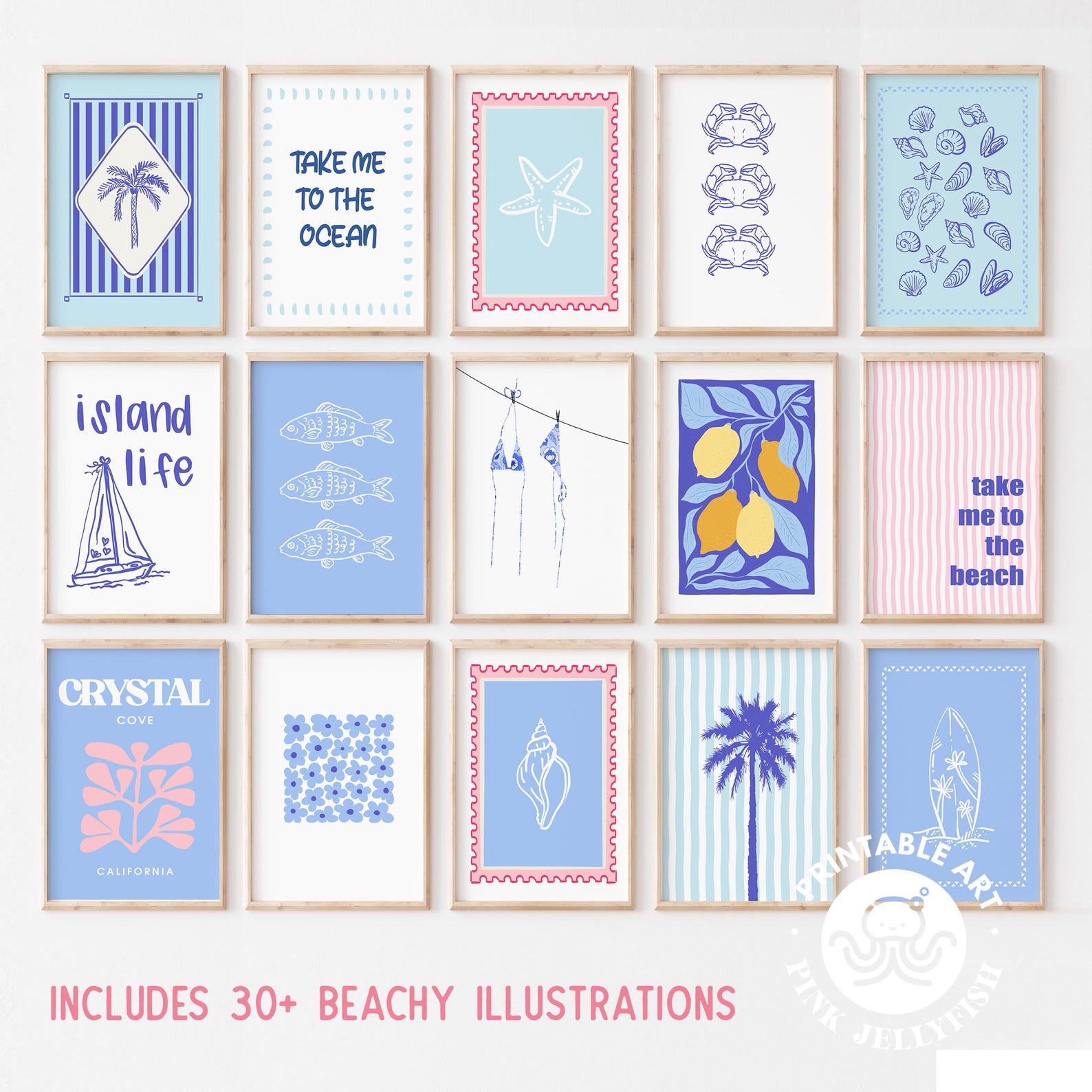 Coastal Wall Art Set 130+ , Beachy Wall Decor, Beach Prints Bundle ...