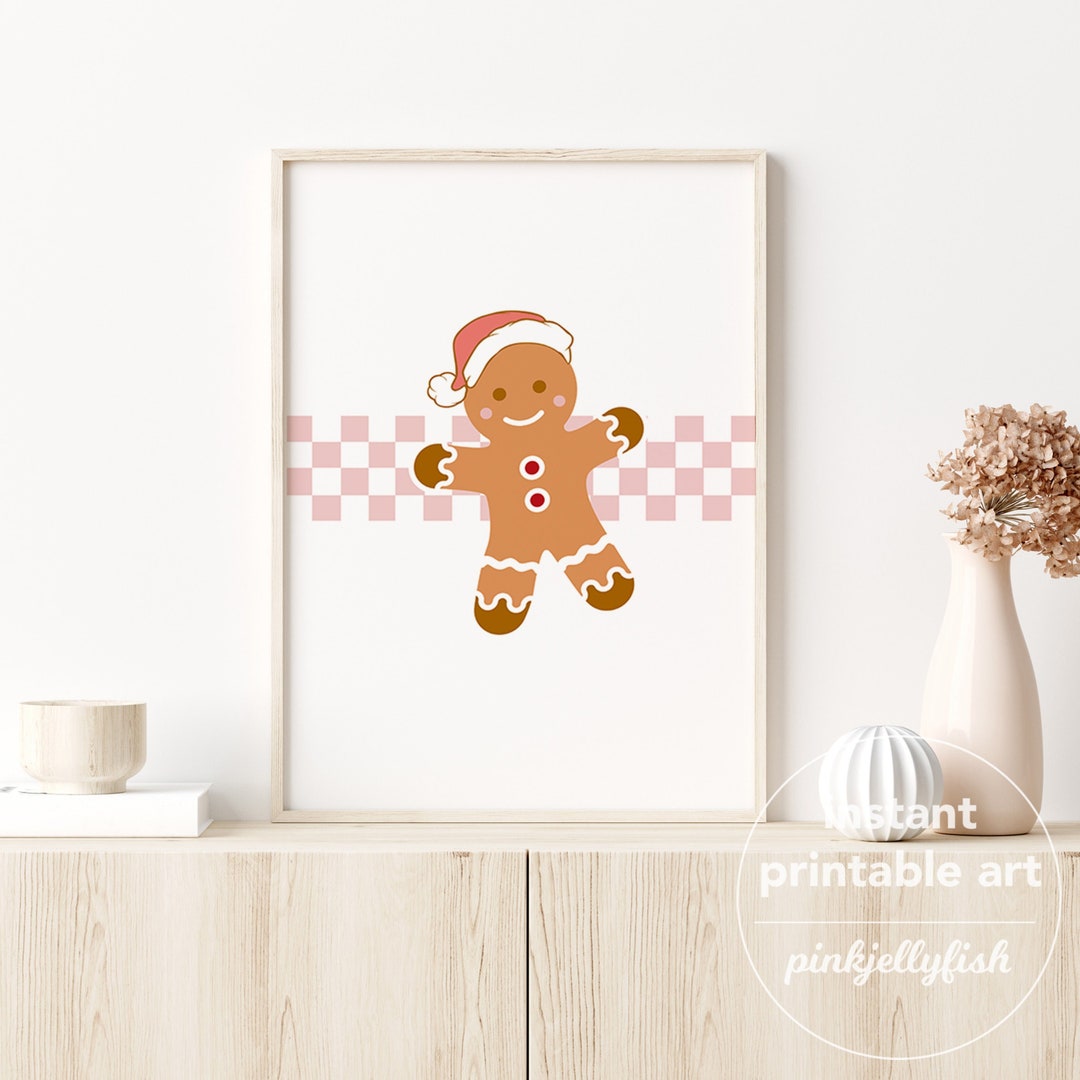 Gingerbread Print, Retro Gingerbread Man Poster, Printable Wall Art, - Etsy