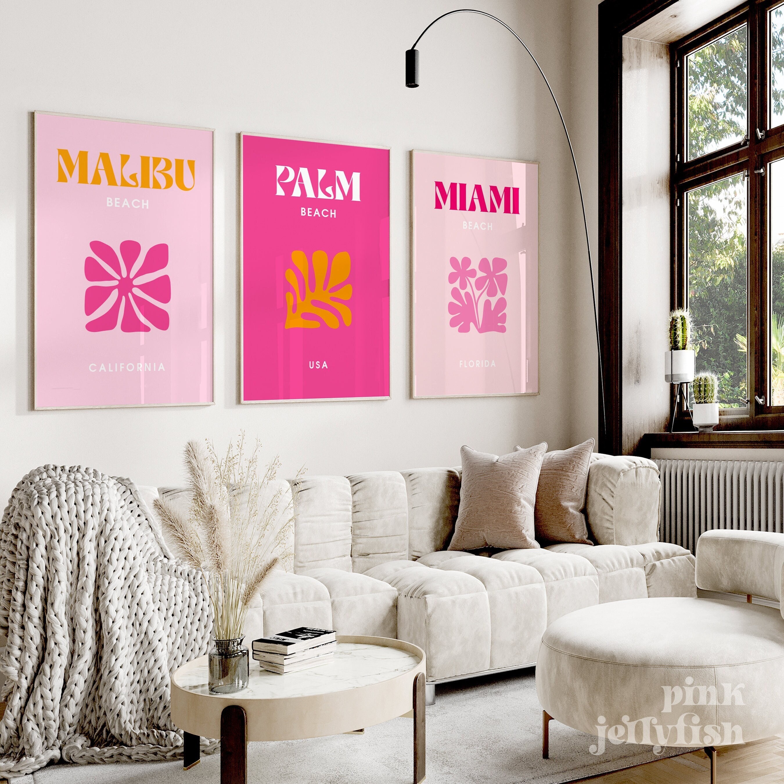 Adretter Raumdekor, Reiseplakate Satz von 3 druckbaren, Malibu, Miami ...
