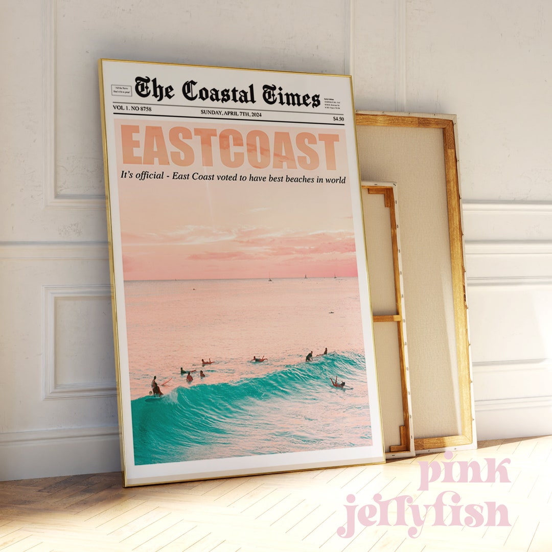 Newspaper Print Poster Surf Beachy Wall Art Eastcoast, New York News ...