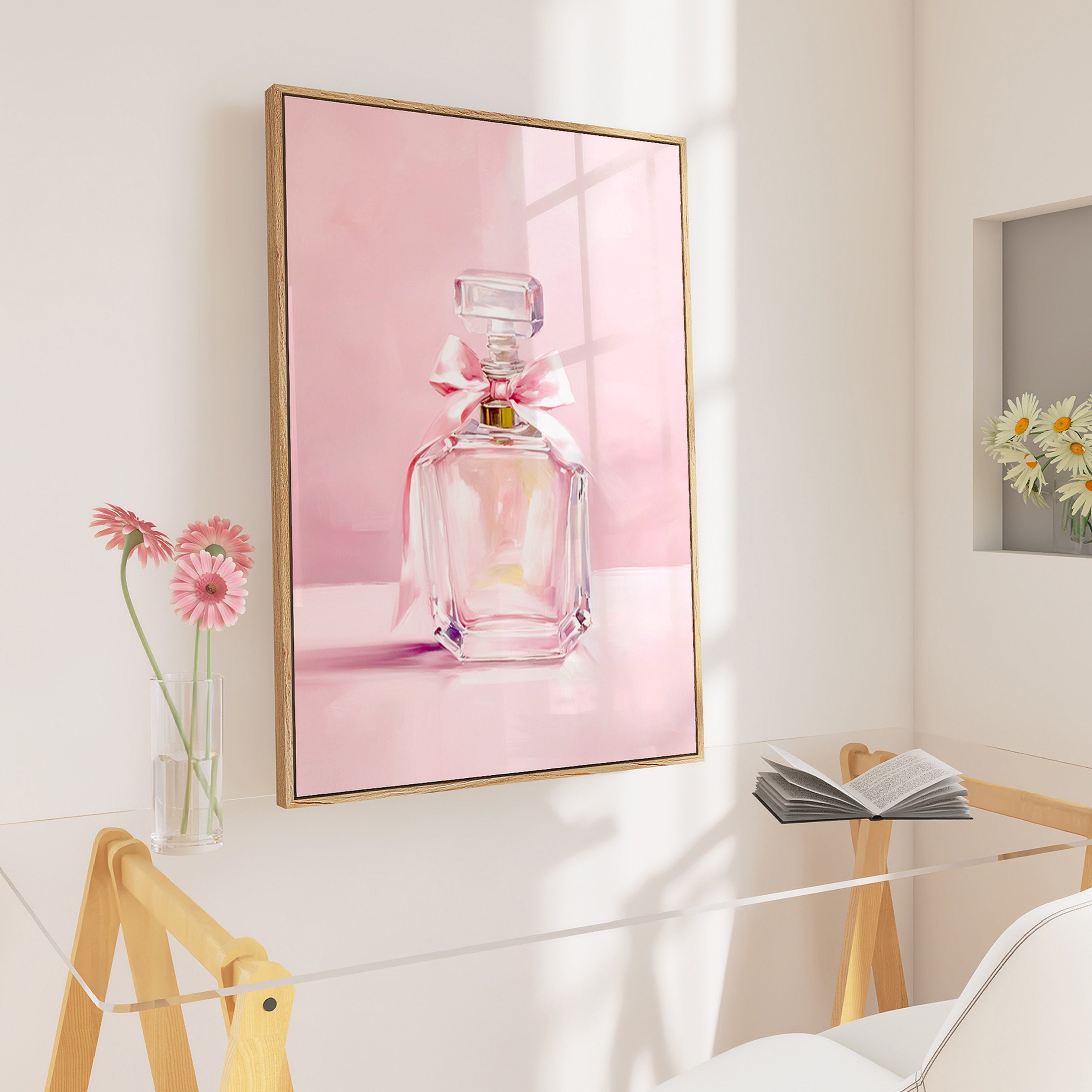 Coquette Perfume Bottle With Bow Wall Art, Coquette Room Decor Print ...