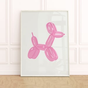 Pink Balloon Dog Print, Printable Wall Art, Preppy Pink Bedroom Decor ...
