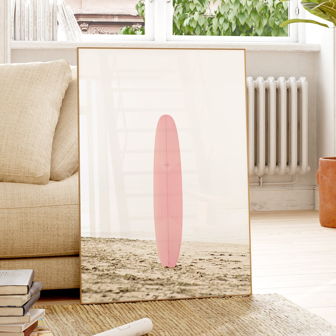 Surf Poster Pink Surfboard Print Printable Art Beach Wall - Etsy