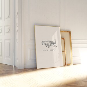 Rock Lobster Print, Beachy Wall Art, Kitchen Poster, Trendy Digital ...