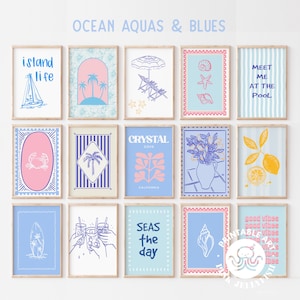 Beachy Wall Art Set 120+, Preppy Prints Set, Beach Digital Prints ...