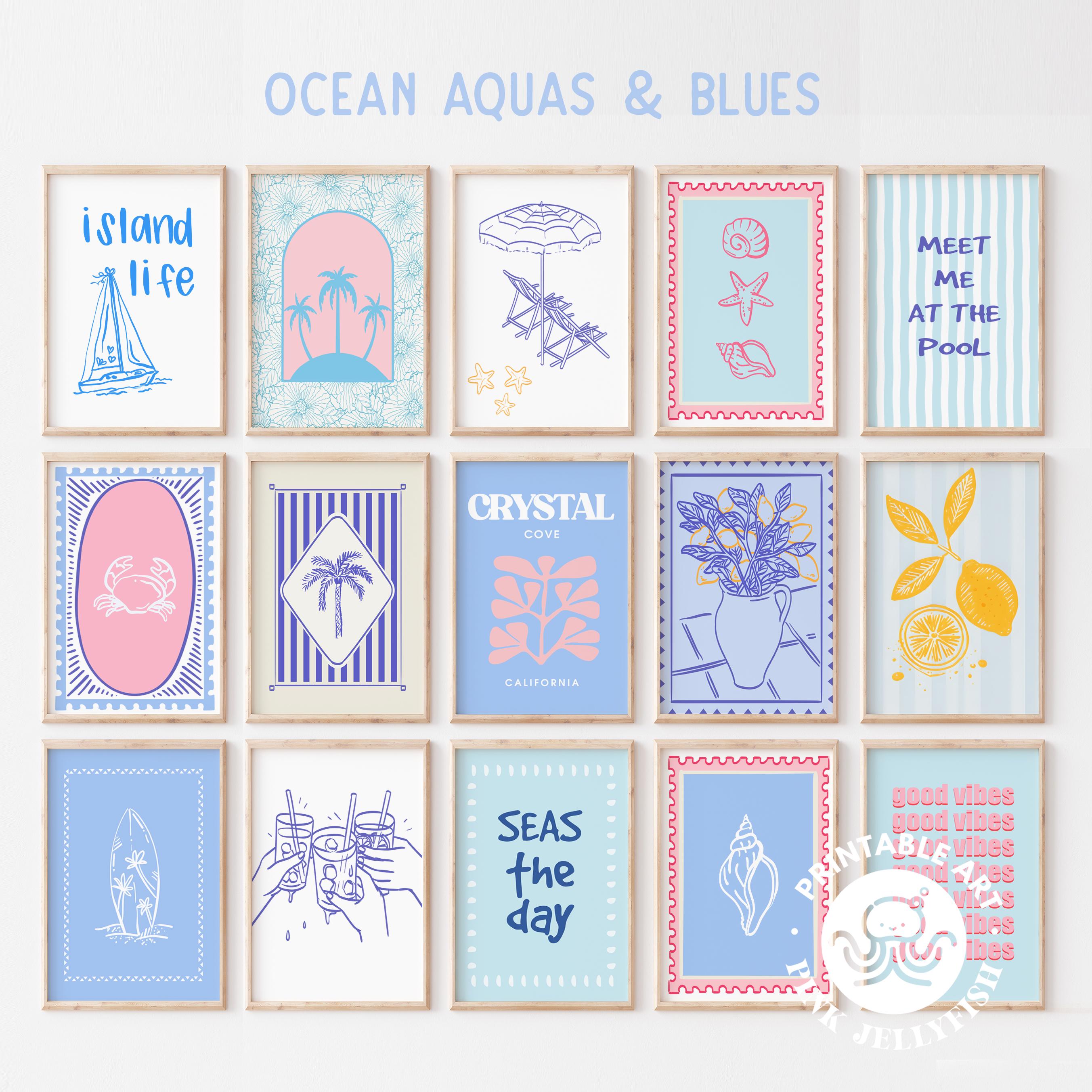 Beachy Wall Art Set 120+, Preppy Prints Set, Beach Digital Prints ...
