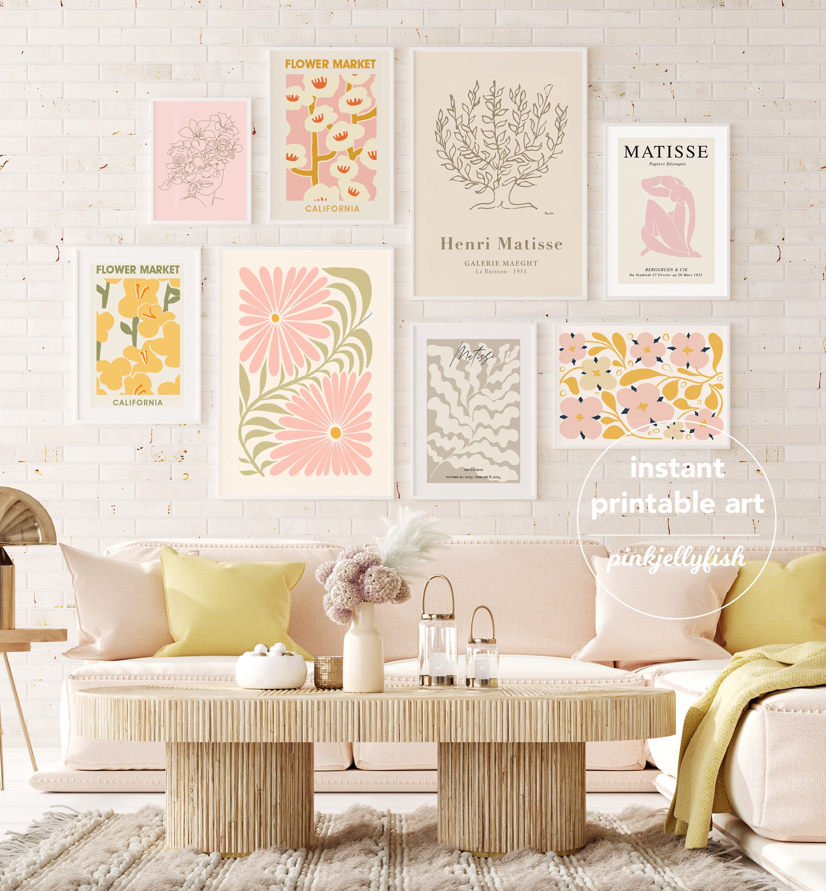 Gallery Wall Set Boho Pastel Art Print Gallery Set of 8 - Etsy
