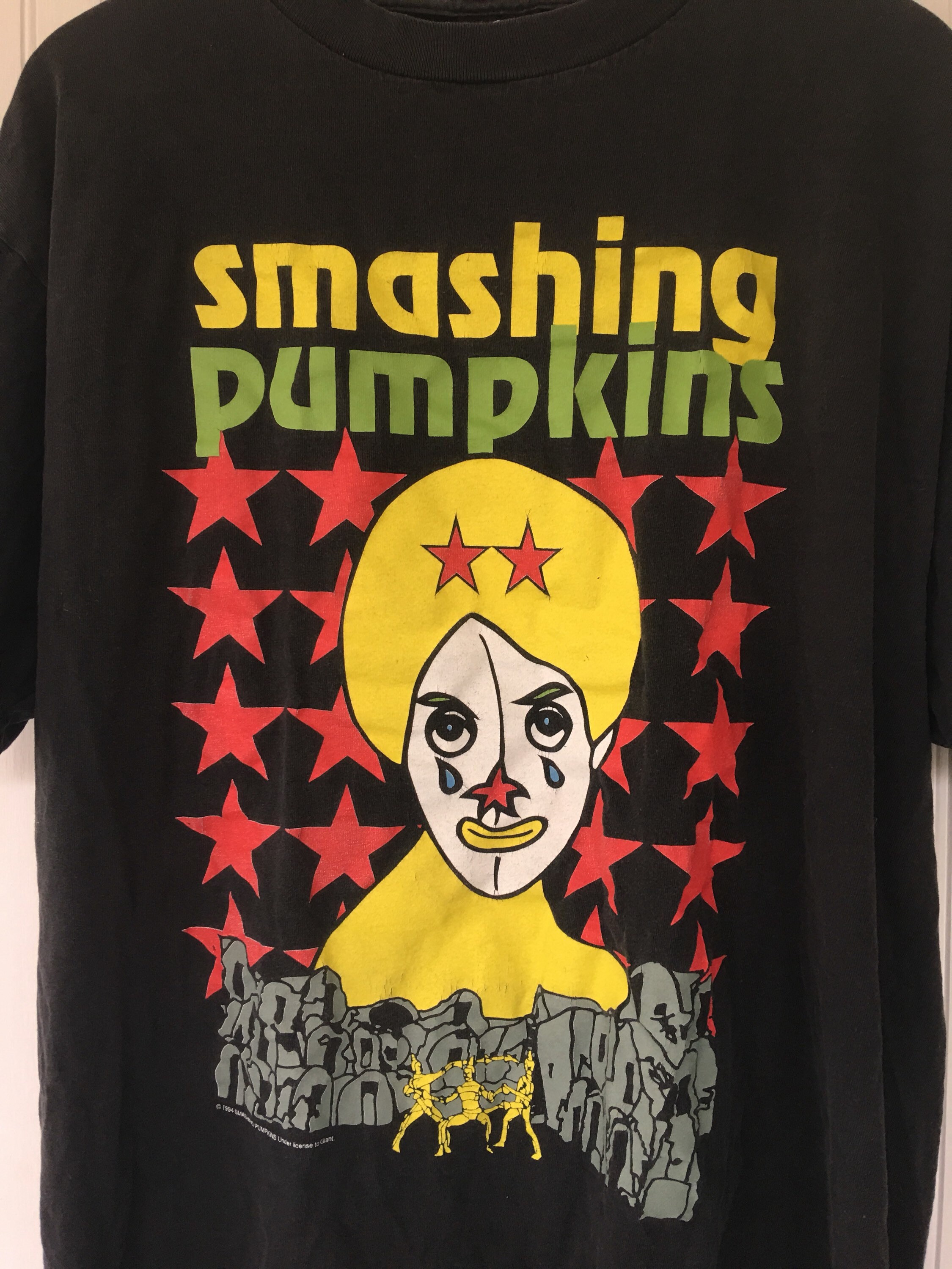Vintage 90s The Smashing Pumpkins Band Tee Shirt Black Clown 1994 Tour ...