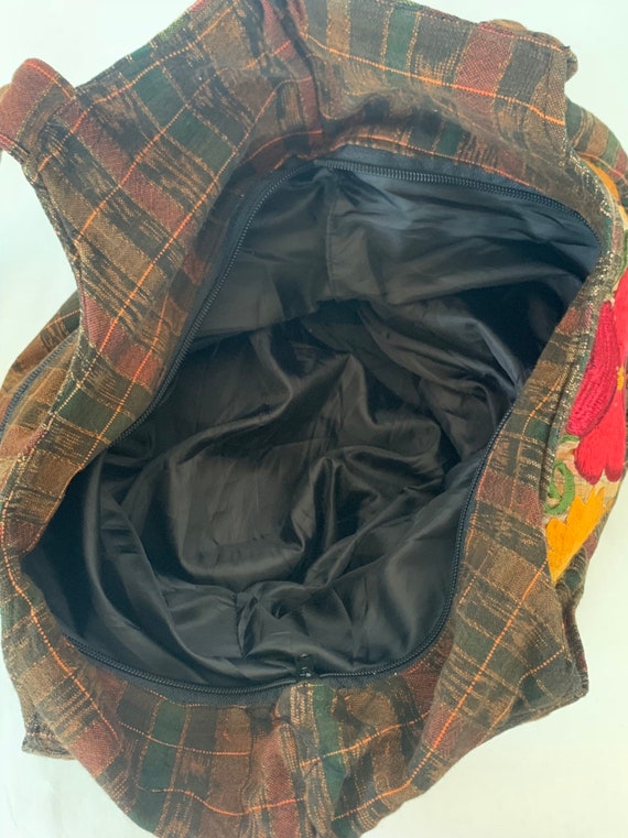 Vintage Plaid Floral Embroidered Shoulder Bag Bags Pu… - Gem
