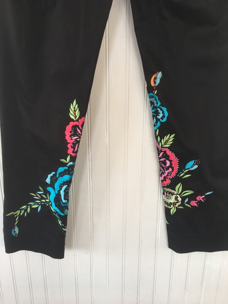 Vintage 90s Cache Black Embroidered Dress Pants Beaded Rainbow - Etsy