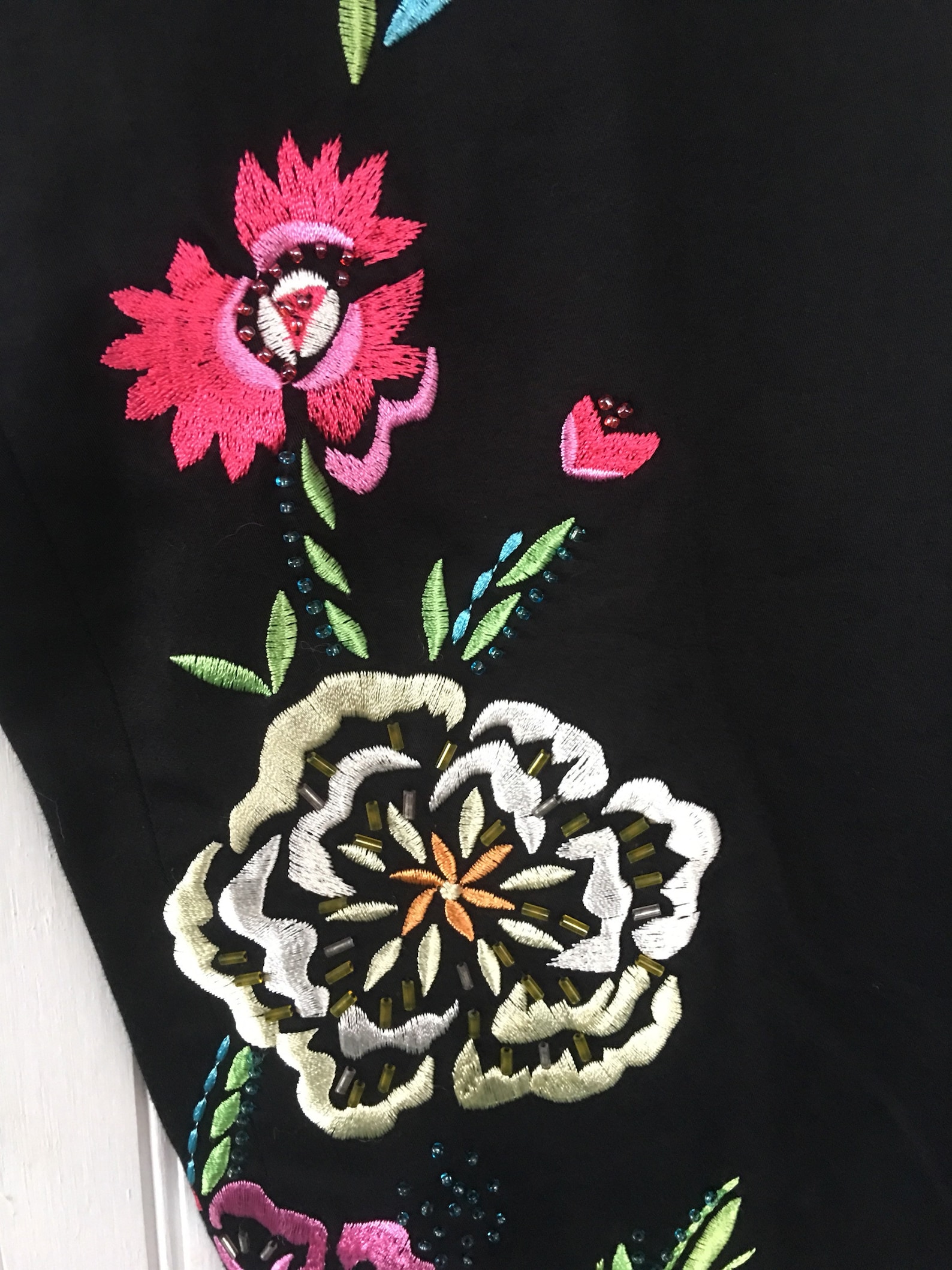 Vintage 90s Cache Black Embroidered Dress Pants Beaded Rainbow | Etsy