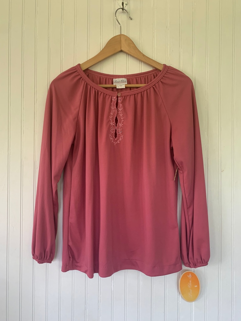 70s Vintage Small Medium Pink Peasant Top S/M S Deadstock Nos Tops Med ...